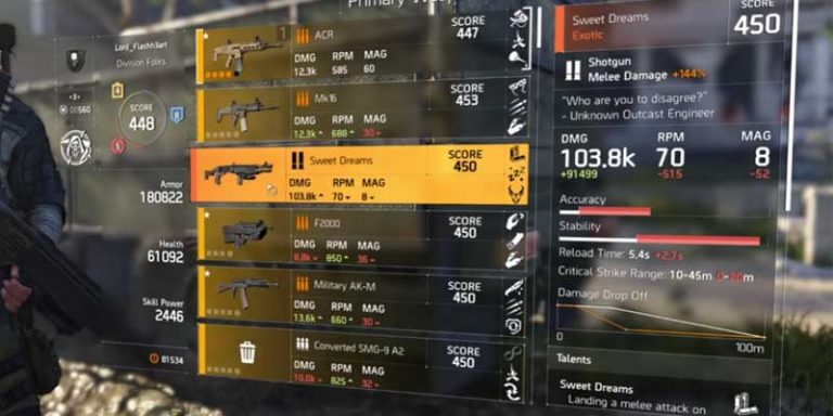How To Get Division 2 Sweet Dreams Exotic Shotgun - Weapons Stats And ...