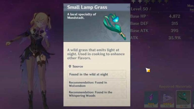 Genshin Impact: Where To Find Small Lamp Grass