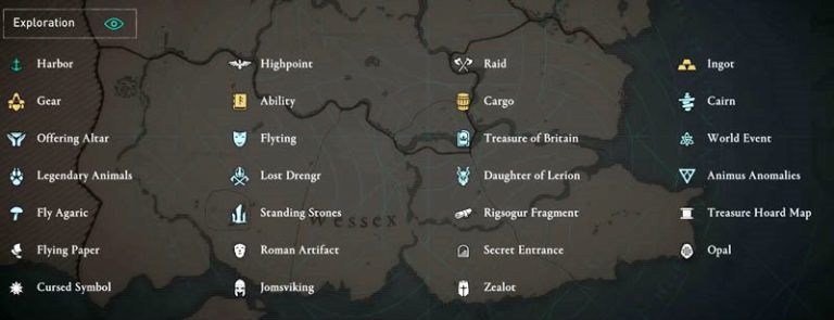 Assassins Creed Valhalla England Collectible Guide - Unlocked Map
