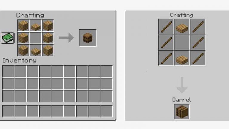 Minecraft: How To Craft A Barrel | Barrel Crafting Recipe