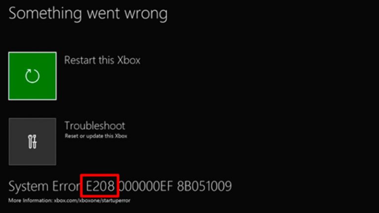 XBOX System Error E208: How To Fix System Error E208