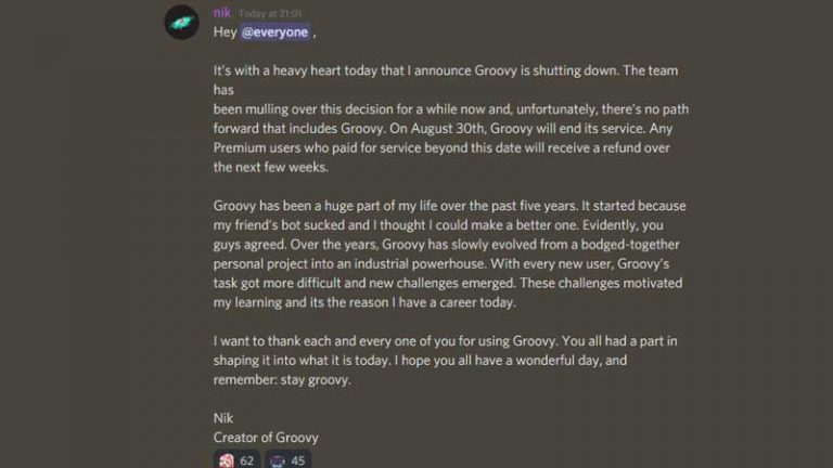 Groovy Bot Shutting Down Explained - Gamer Tweak