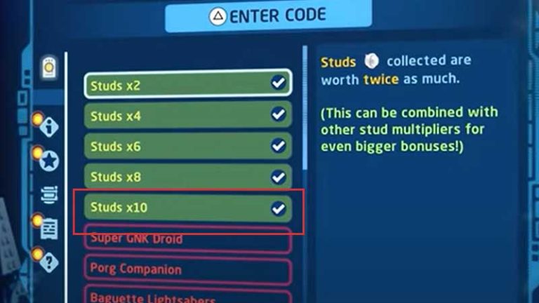 Studs x10 Cheat Code In Lego Star Wars The Skywalker Saga