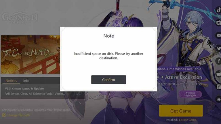 Genshin Impact PC, Android & iOS Size (Storage Space)