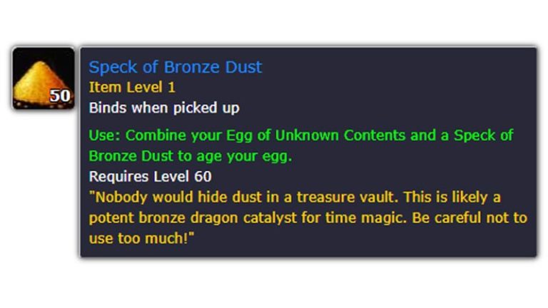 WoW Dragonflight Speck Of Bronze Dust: How To Get It