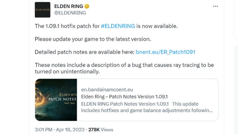 Elden Ring 1.09.1 Patch Notes Released (Aka 1.14 Update)