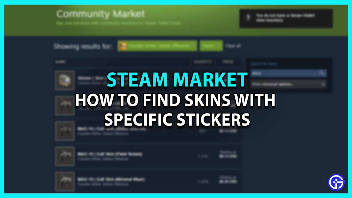 Steam Market: How To Find Skins With Specific Stickers
