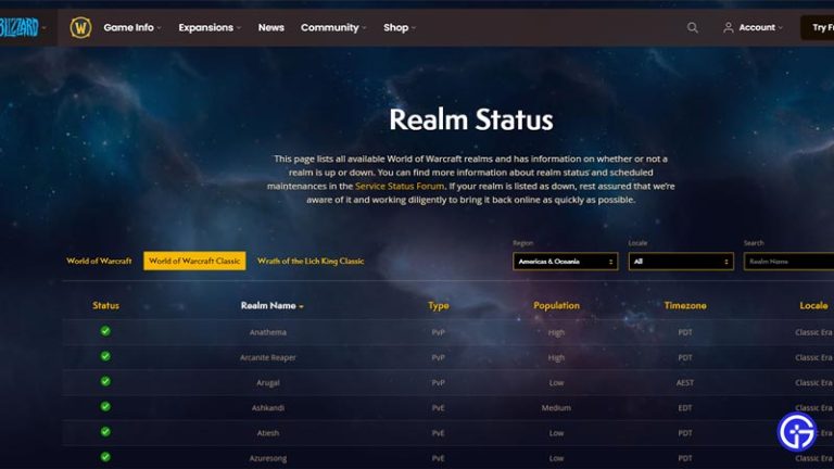 WoW Classic Servers Down? World of Warcraft Server Status