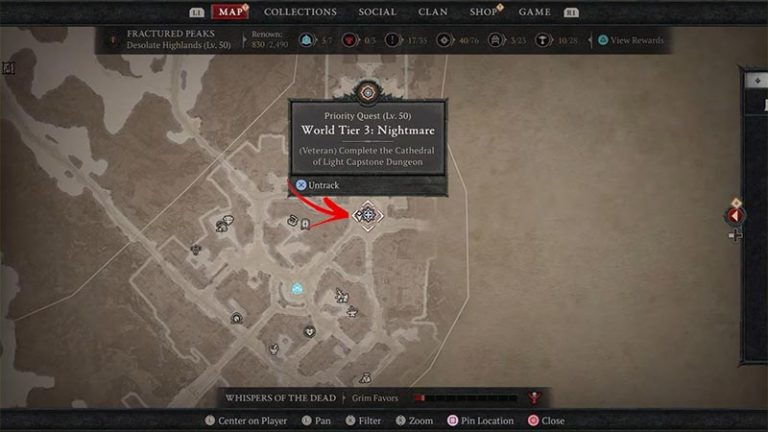 Diablo 4 Cathedral Of Light Capstone Dungeon Map Location