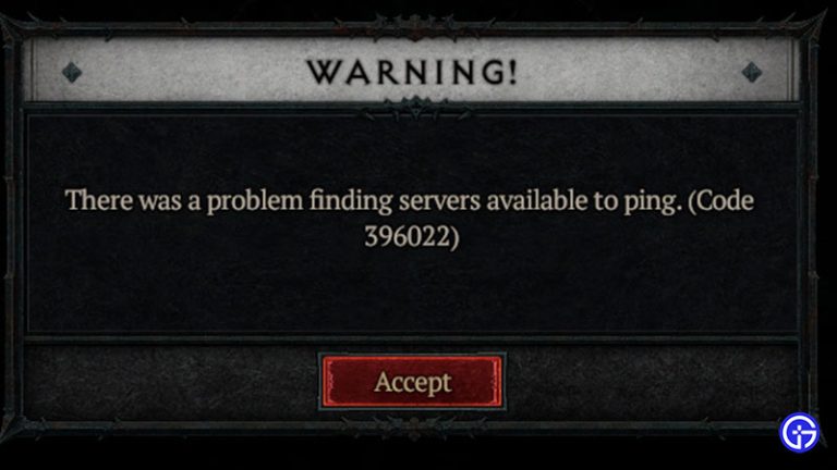 Diablo 4 Code 396022 (Fix) - Problem Finding Servers To Ping