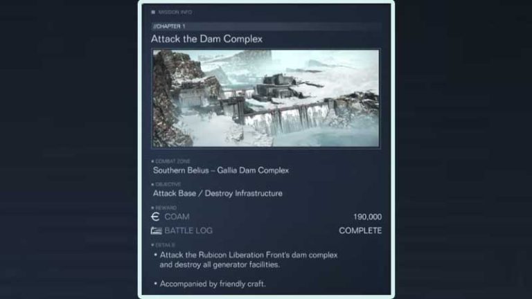 AC6 Attack The Dam Complex Battle Log Location Guide