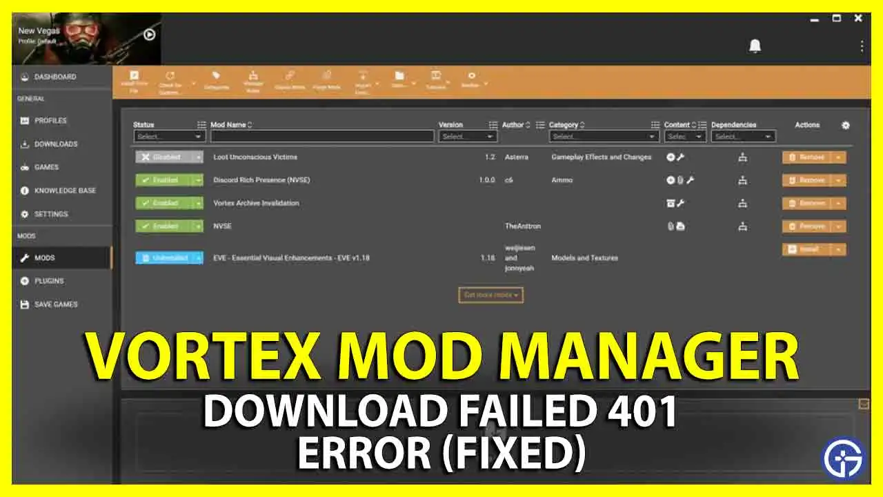 Vortex Download Failed 401 Error Fix - Gamer Tweak