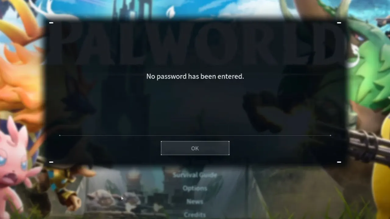 Palworld "No Password Has Been Entered" Error Fix