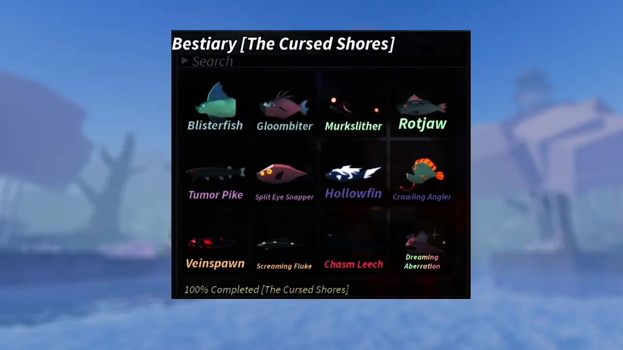 How to Complete The Cursed Shores Bestiary in Fisch